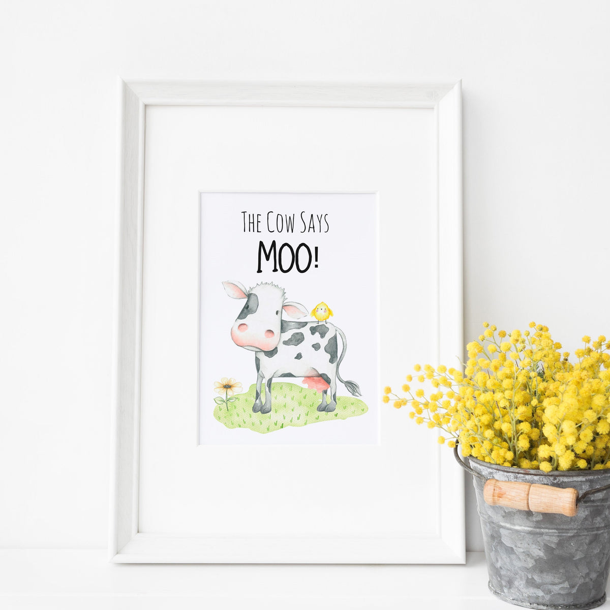 Farm Yard Cow Nursery Print, The Cow Says Moo Wall Art Baby Nursery De ...