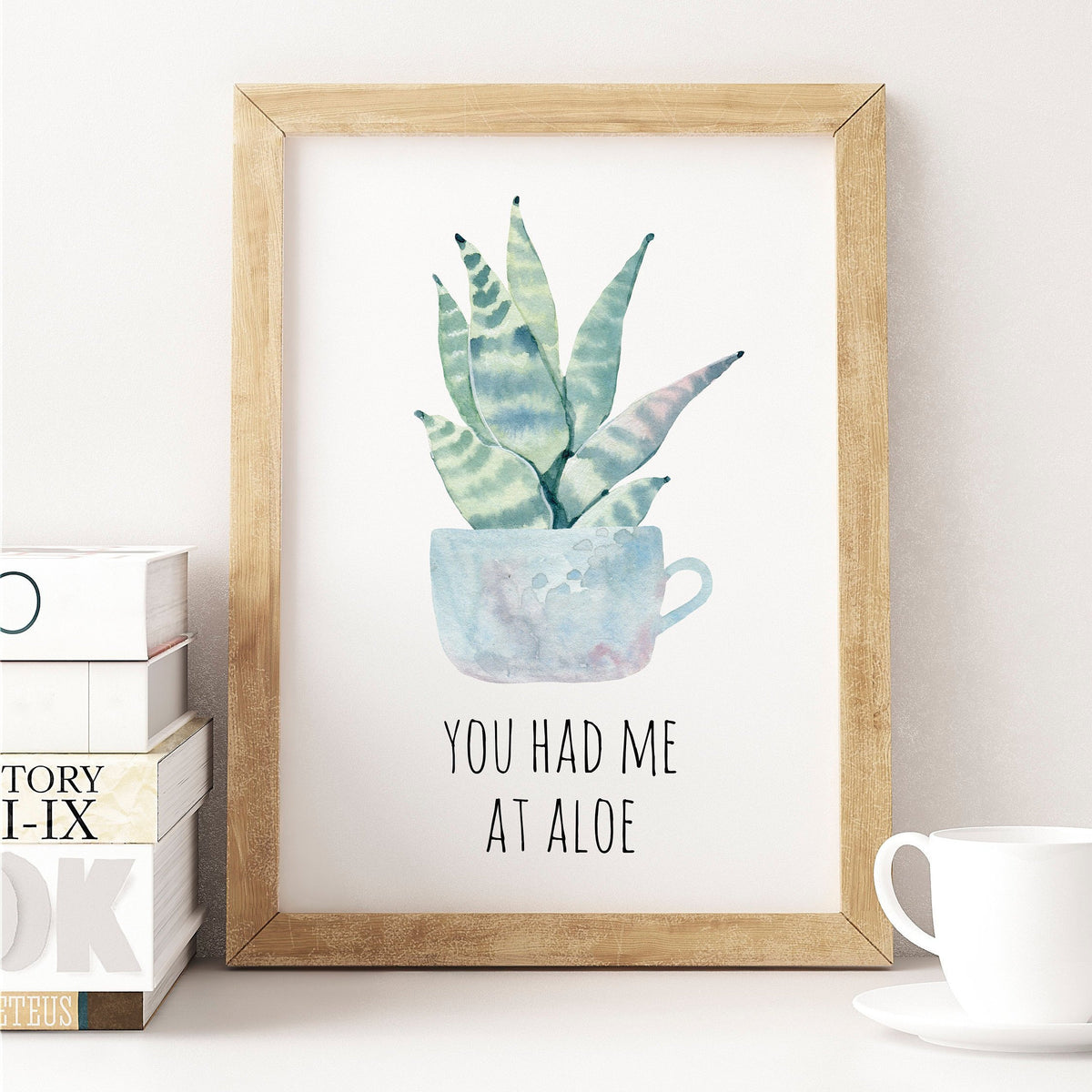 Cactus Succulent Wall Art Decor, 'You Had Me at Aloe', Funny Humorous ...