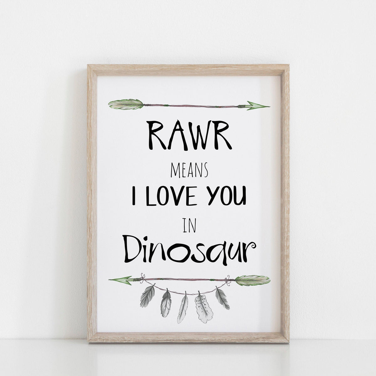 Rawr Means I Love You in Dinosaur Quote Wall Print, Kids bedroom playr ...