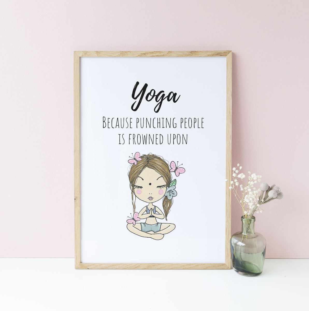 Funny Humorous Yoga Wall Print, Wellness Fitness Gift, Home Wall Art D ...