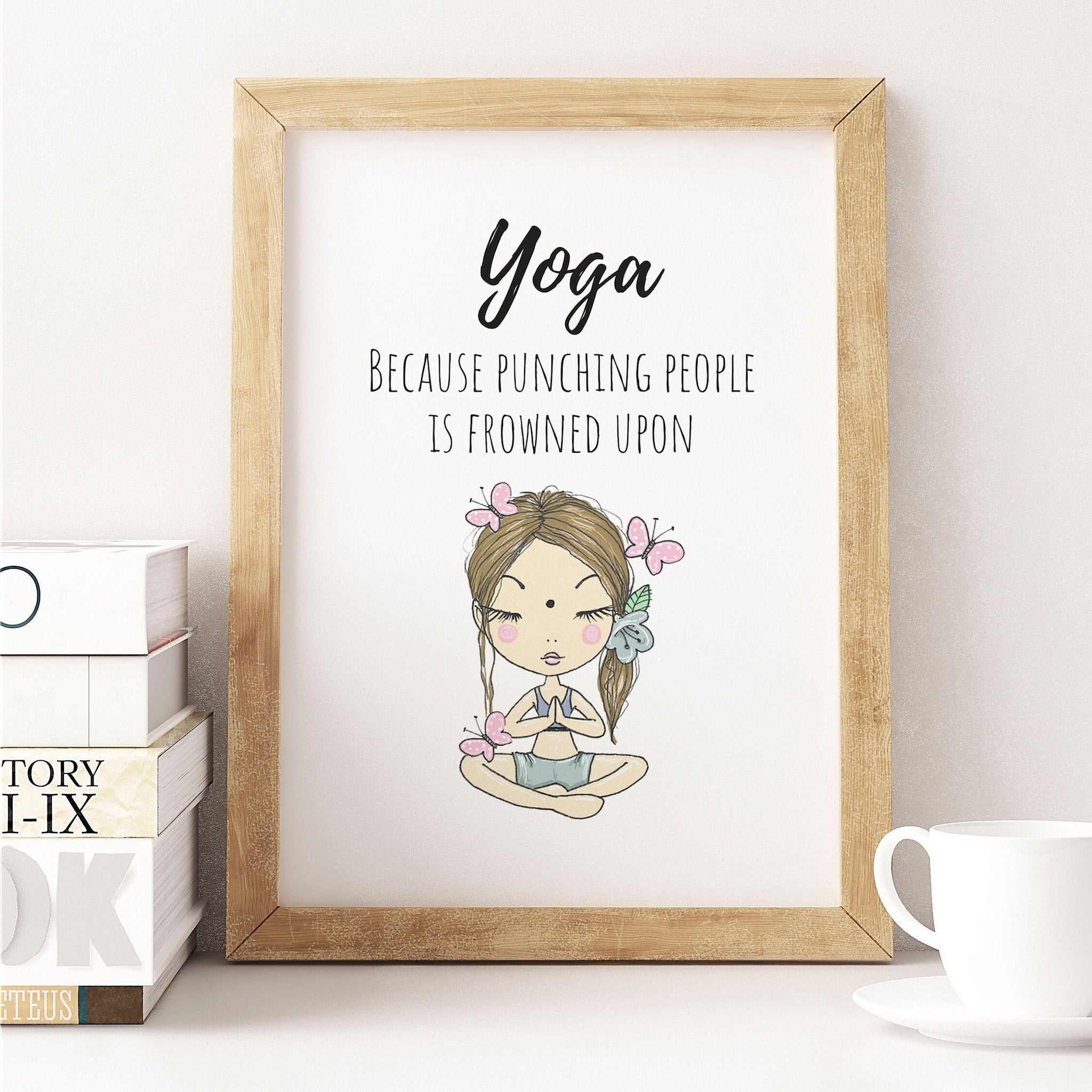 Funny Humorous Yoga Wall Print, Wellness Fitness Gift, Home Wall Art D ...