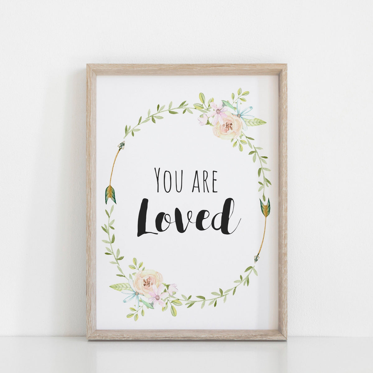 You Are Loved Soft Boho Floral Wall Poster, Baby Girl Print, Baby Show ...