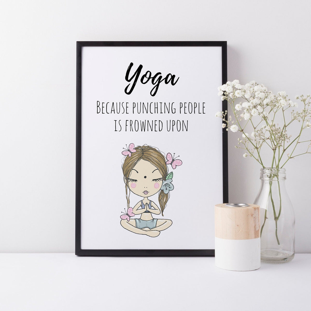 Funny Humorous Yoga Wall Print, Wellness Fitness Gift, Home Wall Art D ...
