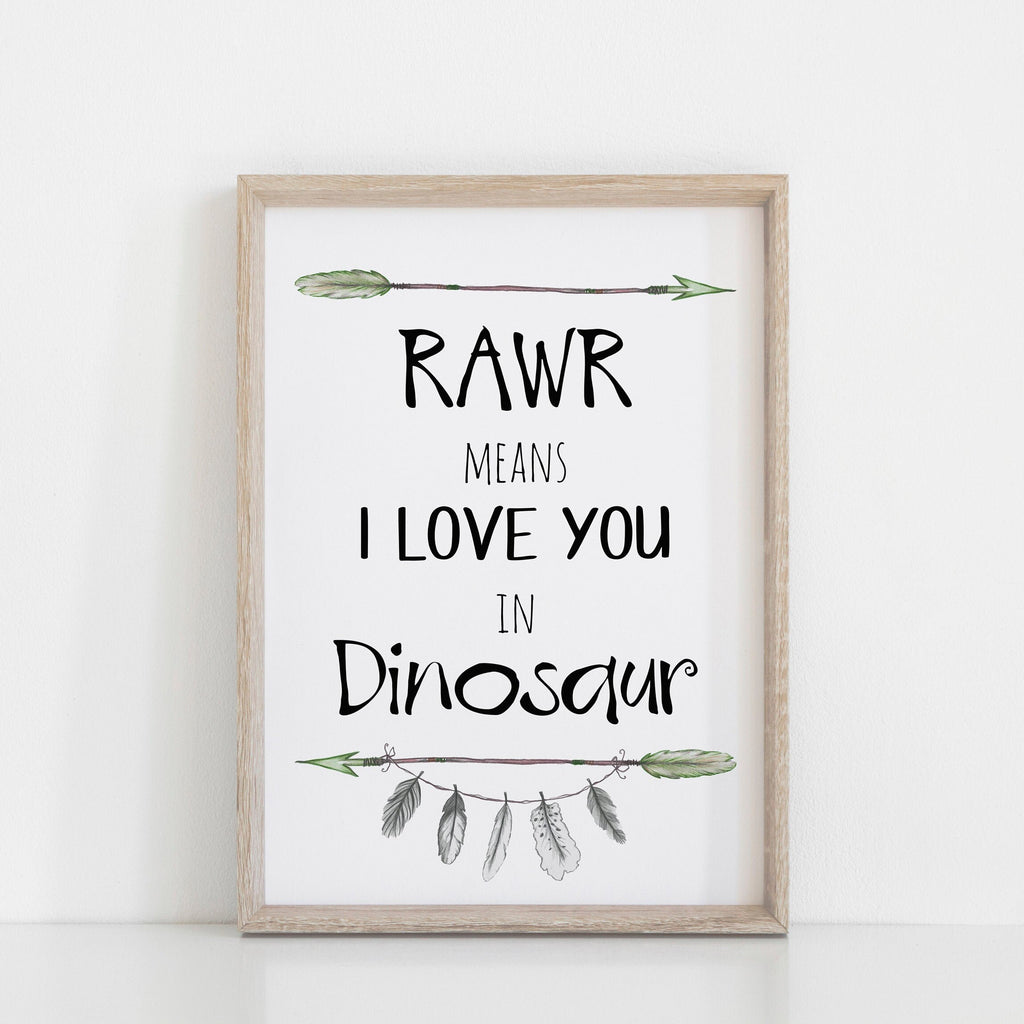 Rawr Means I Love You in Dinosaur Quote Wall Print, Kids bedroom playr ...