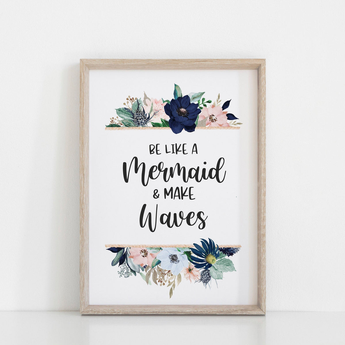 Make Waves Little Mermaid Floral Nursery Quote Wall Print, Under the S ...